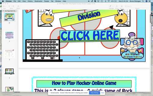 Math Moji Digital: Hockey Online Game Division - Google Slides | TPT