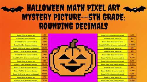 Halloween: Pixel Art Mystery Pic-4th Grade Math: Place Value-Rounding ...