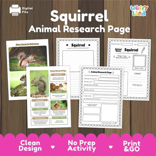 Squirrel Research Project | Animal Science Worksheets & Writing Activity