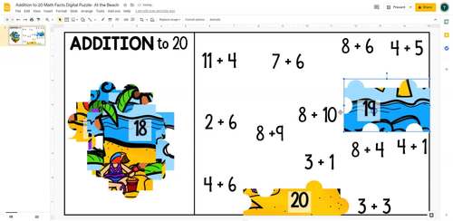 Addition Facts to 20 Digital Math Facts Jigsaw Puzzles by Tessa Maguire