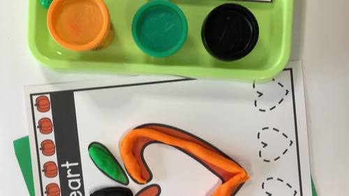 Pumpkin Shape Dough Mats Fall Activities by Preschool Packets | TPT