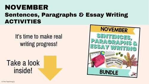 November Writing Lesson Activities by The Teaching Q- Melissa Qualle