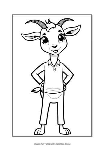 Goat Coloring Page for Children Vol 4: Goat at Work - A World of ...