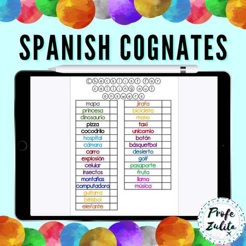 Spanish Cognates Practice | Lotería Game by Profe Zulita | TpT