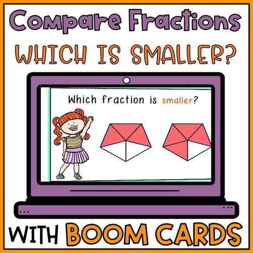 Comparing Fractions Same Denominator Smaller Fraction Digital BOOM CARDS