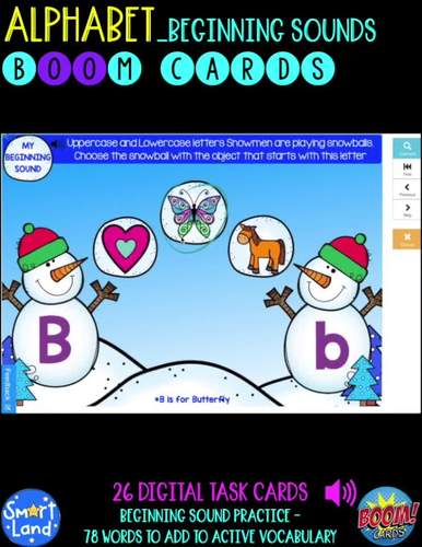 Alphabet Beginning Sound practice digital cards | Winter | TPT