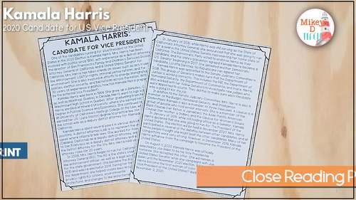 Kamala Harris Nonfiction Activities - United States Vice President