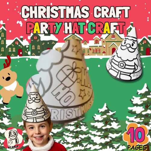 Christmas Party Hats Craft | Cut, Color & Wear | Activities for Kids!
