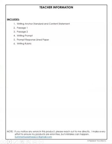 Informational Writing Prompt POST-Assessment | Text Dependent Analysis ...