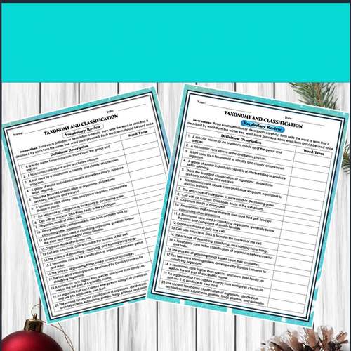 Taxonomy and Classification Winter Holiday Biology | Winter Science ...