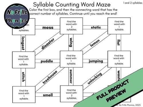 Multisyllabic Word Mazes {Syllable Division, Differentiated} 1st 2nd ...