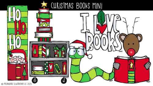 Christmas Books clip art, reading clip art, Library clip art Mini