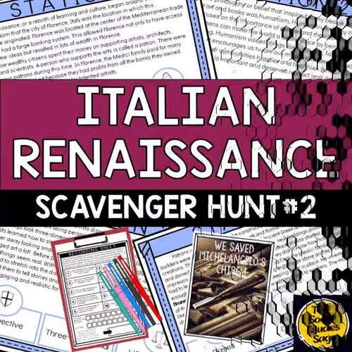 Italian Renaissance Reading Comprehension Scavenger Hunt Activity