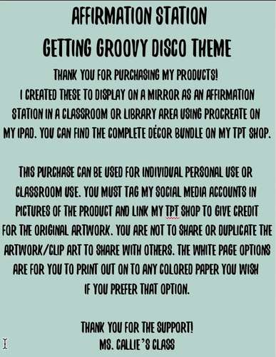 Getting Groovy Disco Themed Affirmation Station- Social Emotional ...
