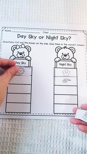 Day Sky and Night Sky | Weather Picture Sort – Cut and Paste Sorting ...