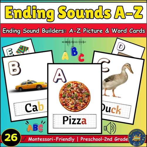 A-Z Final Sound Cards: Complete Ending Phonics Set with Real Photos ...