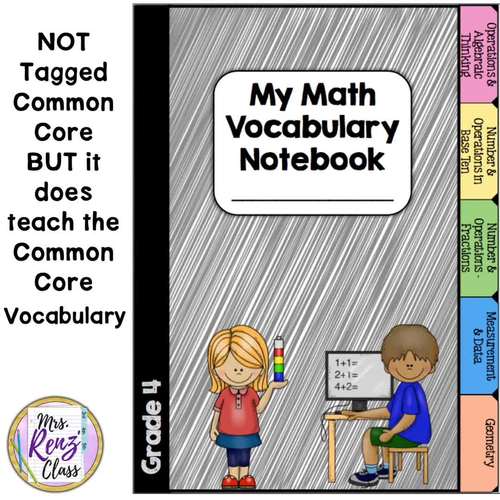 4th Grade Math Dictionary Vocabulary Interactive Notebook YEAR BUNDLE