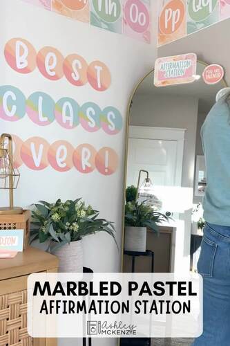 Marbled Pastel Classroom Decor | Affirmation Station - Editable!