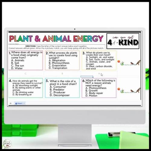 Energy Flow in Ecosystems Activity - 5th NGSS Plants & Animals Game ...