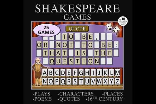 Shakespeare PowerPoint Games - Plays, Poems, Quotes, Places & Characters