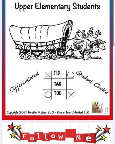 Westward Expansion Research Tic Tac Toe Differentiated Learning Plan