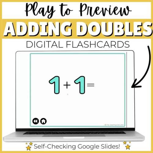 Adding Doubles & Near Doubles Digital Flashcards Self-Checking Practice ...
