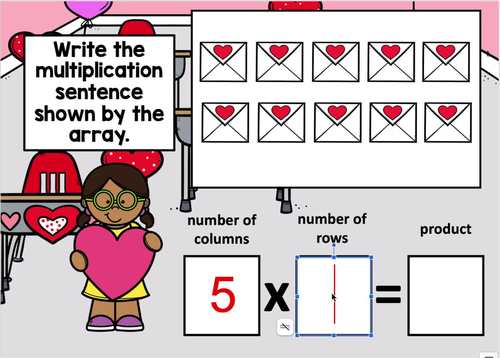 Valentines Day Multiplication Arrays Math Activity for Google Slides