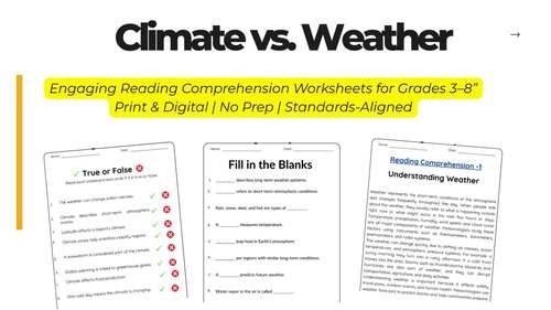 Climate vs. Weather | Science Reading Comprehension & Activities ...