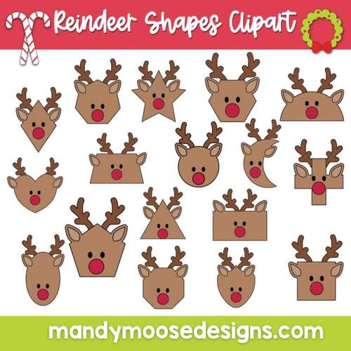 Reindeer Shapes Clipart by Mandy Moose Designs Clipart | TPT