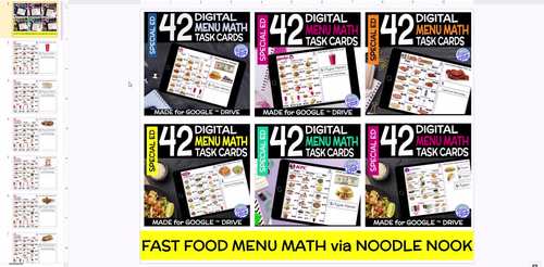 DIGITAL Fast Food Menu Math BUNDLE - A Fun and Functional Money Math Center