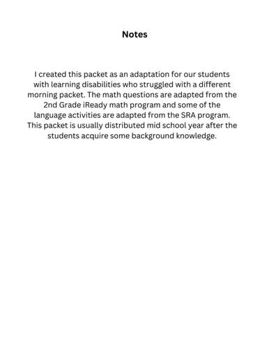 Morning Work Packet for 2nd Grade by Ps Creative Zone | TPT