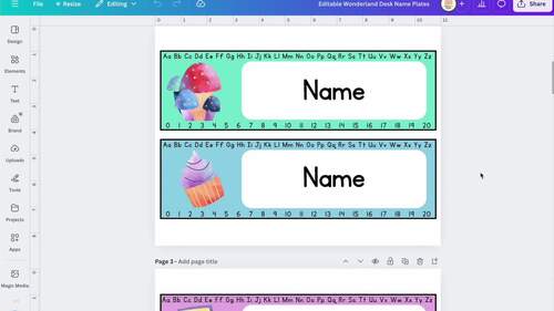Wonderland Themed Desk Name Tags, Editable Letters & Numbers Desk Tags