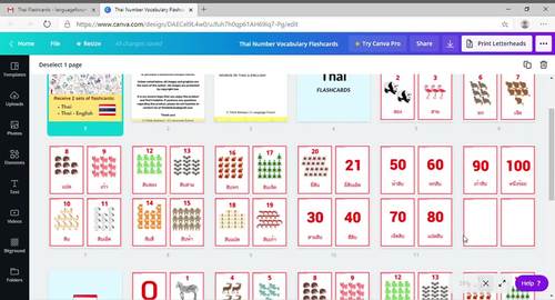 Numbers Thai flashcards by Language Forum | TPT