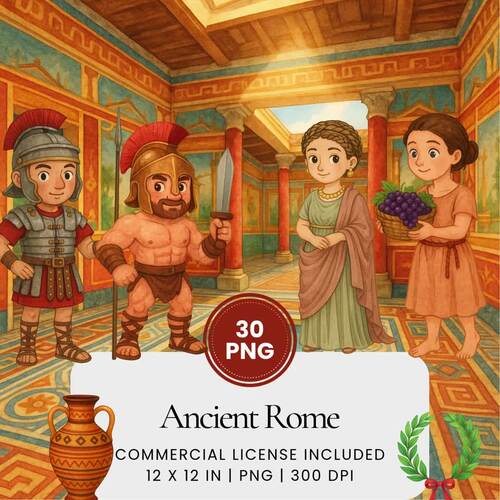 Ancient Rome Watercolor Clipart by Ikota Design | TPT