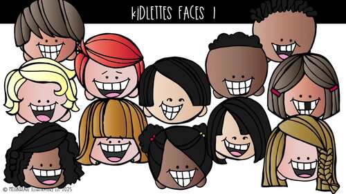 Kidlettes Faces clip art 1, kids clip art COLORED Version by Melonheadz ...