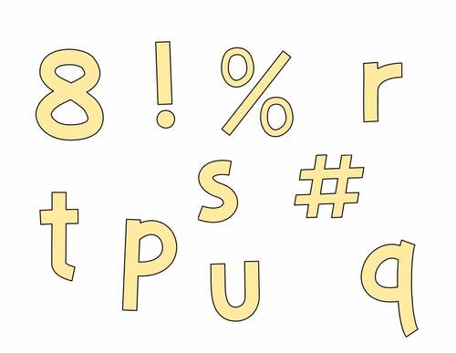 Printable Boho Yellow Bulletin Board Alphabet Letter, Wall Display, Letters