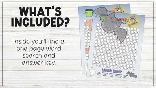 Halloween Word Search with Answers, Holiday Word Find for Early Finishers