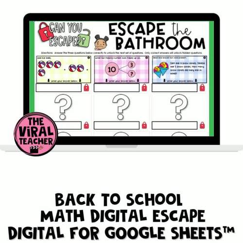 Back to School Digital Escape Room Math Activity for 1st Grade Google ...