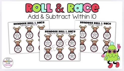 Christmas Roll & Race Math Dice Games | Addition & Subtraction Within 10