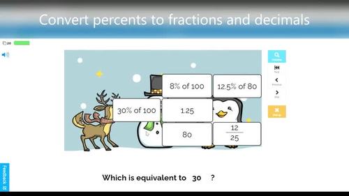 Converting Fractions Decimals and Percents Boom Cards Winter by ...