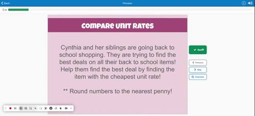 6th Grade Compare Unit Rates Boom Card Deck 6.RP.A.2, 6.RP.A.3 | TPT