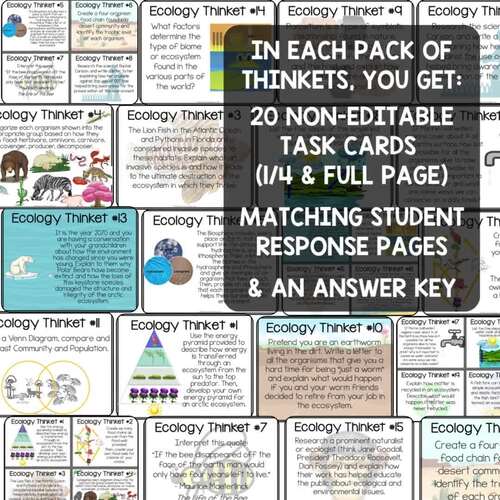 Ecology | Ecosystems Inquiry Task Cards | Warm ups, Projects & Exit Tickets