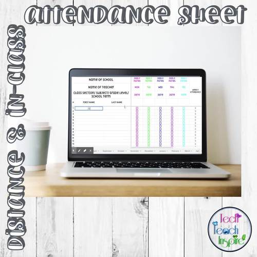 Digital Attendance Checklist - Google Sheets - Editable by Memo-Me Digital