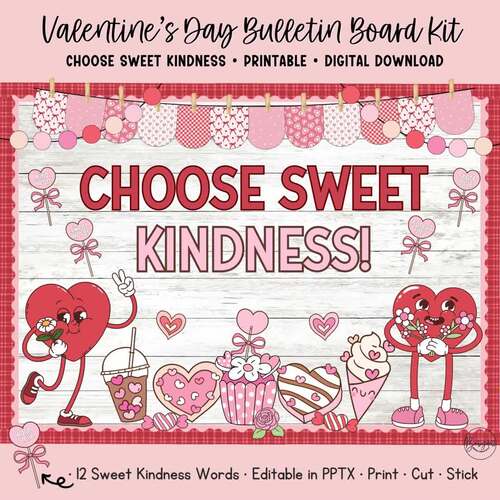 Valentine's Day Bulletin Board Kit Choose Sweet Kindness | Retro ...