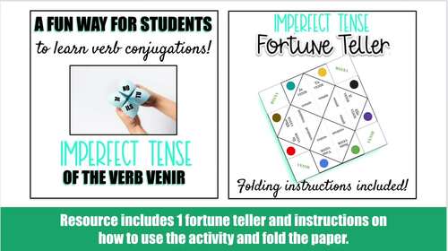French Verb VENIR - IMPERFECT TENSE Fortune Teller - Cootie Catcher