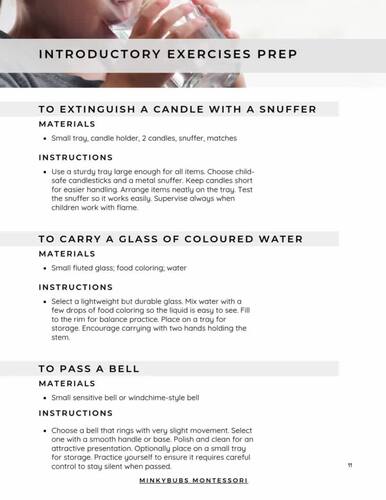 Montessori Practical Life Curriculum Early Years (PreK–K) Teaching Manual