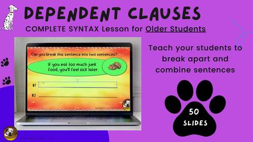 Dependent Clauses and Subordinate Clauses Lesson GOOGLE and Worksheets