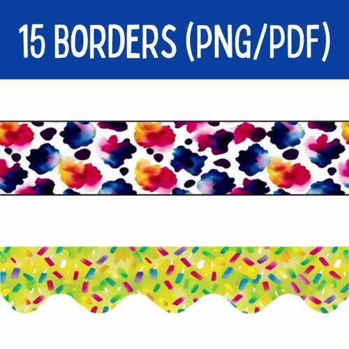 Rainbow Watercolor Paint Printable Bulletin Board Border Classroom Decor