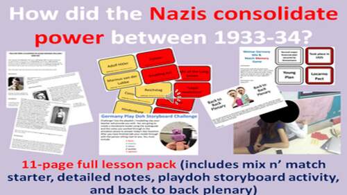 Nazi Consolidation - 11-page full lesson (starter, notes, main task ...