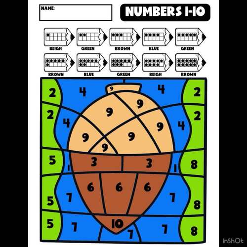 Autumn Themed Subitizing & Number Recognition Worksheets (Numbers 1–10)